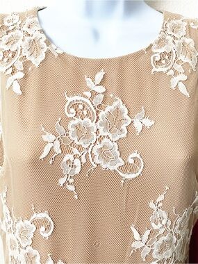 Betsey Johnson | Dresses | Betsey Johnson Nude Lace Tea Length Dress ...